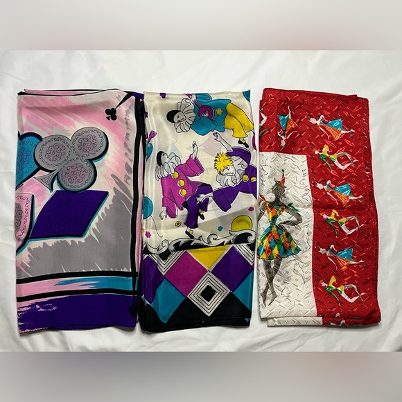 Vintage | Accessories | Vintage Square Scarf Lot Of 3 Court Jesters ...